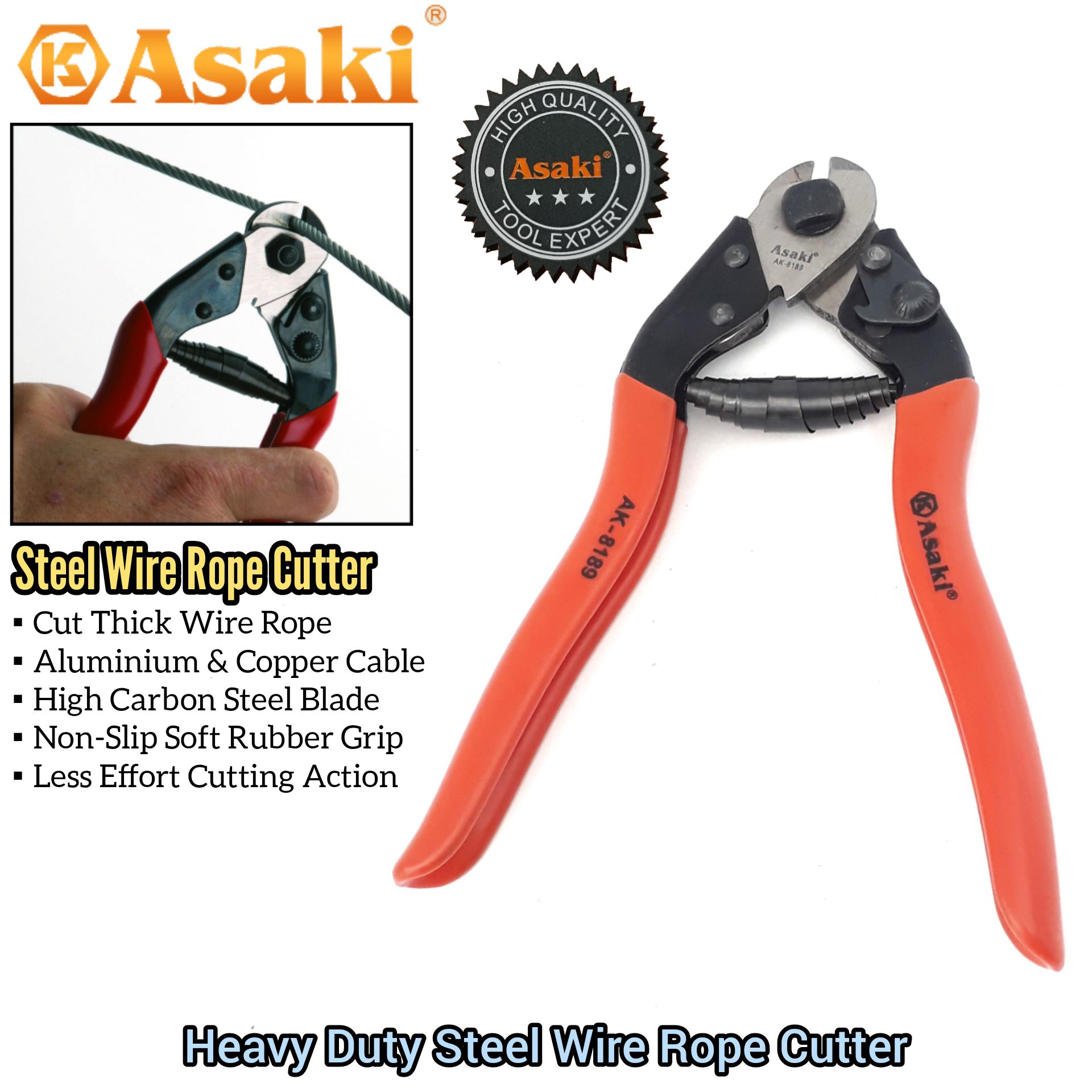 Buy Metrostarhardware ASAKI 8" HEAVY DUTY STEEL WIRE ROPE CUTTER TOOL ...