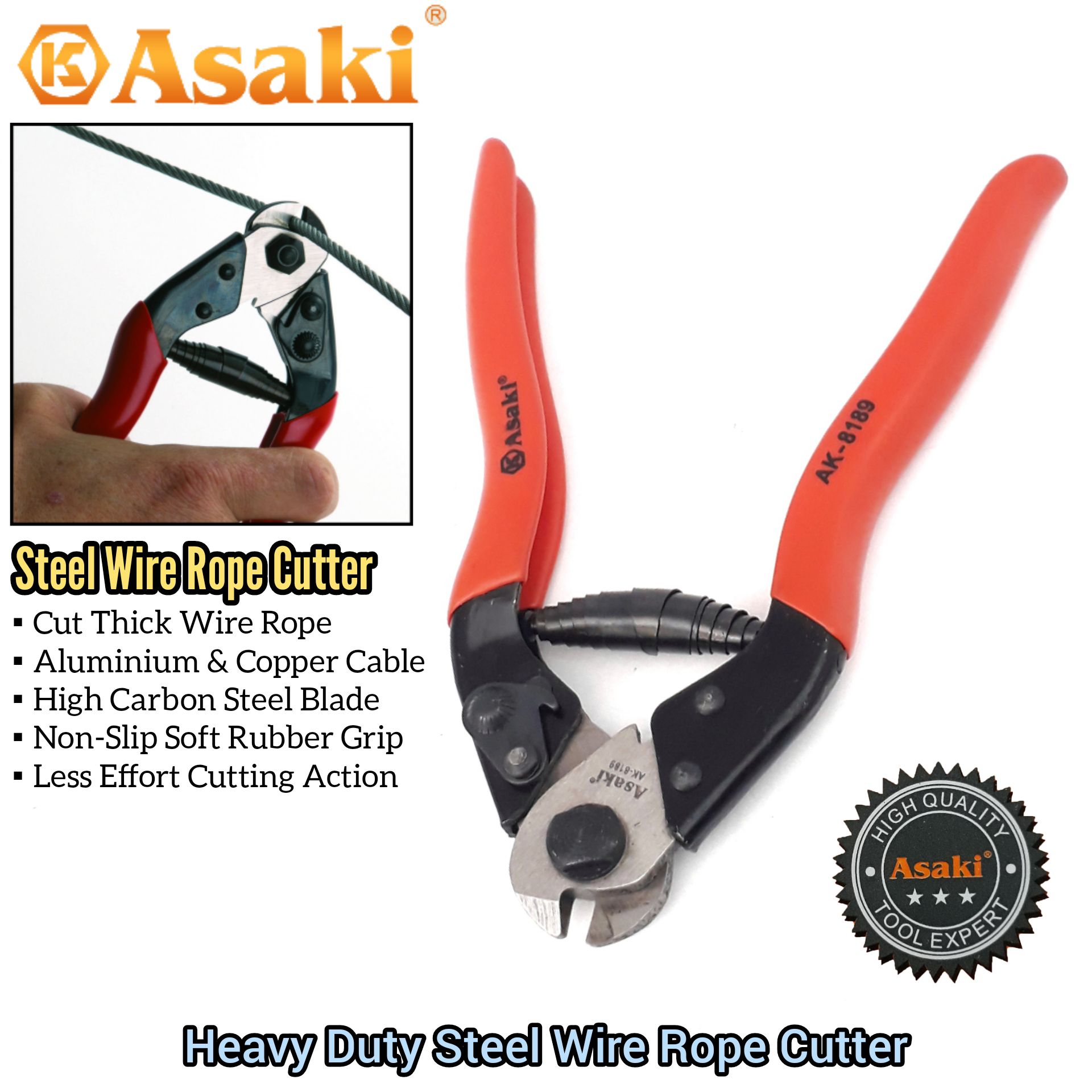 Buy Metrostarhardware ASAKI 8" HEAVY DUTY STEEL WIRE ROPE CUTTER TOOL ...