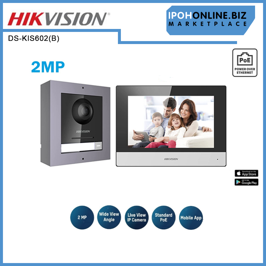 Buy Ipohonline Hikvision DS-KIS602(B) IP Video Intercom Kit with 7" Touchscreen + 4 ports PoE ...