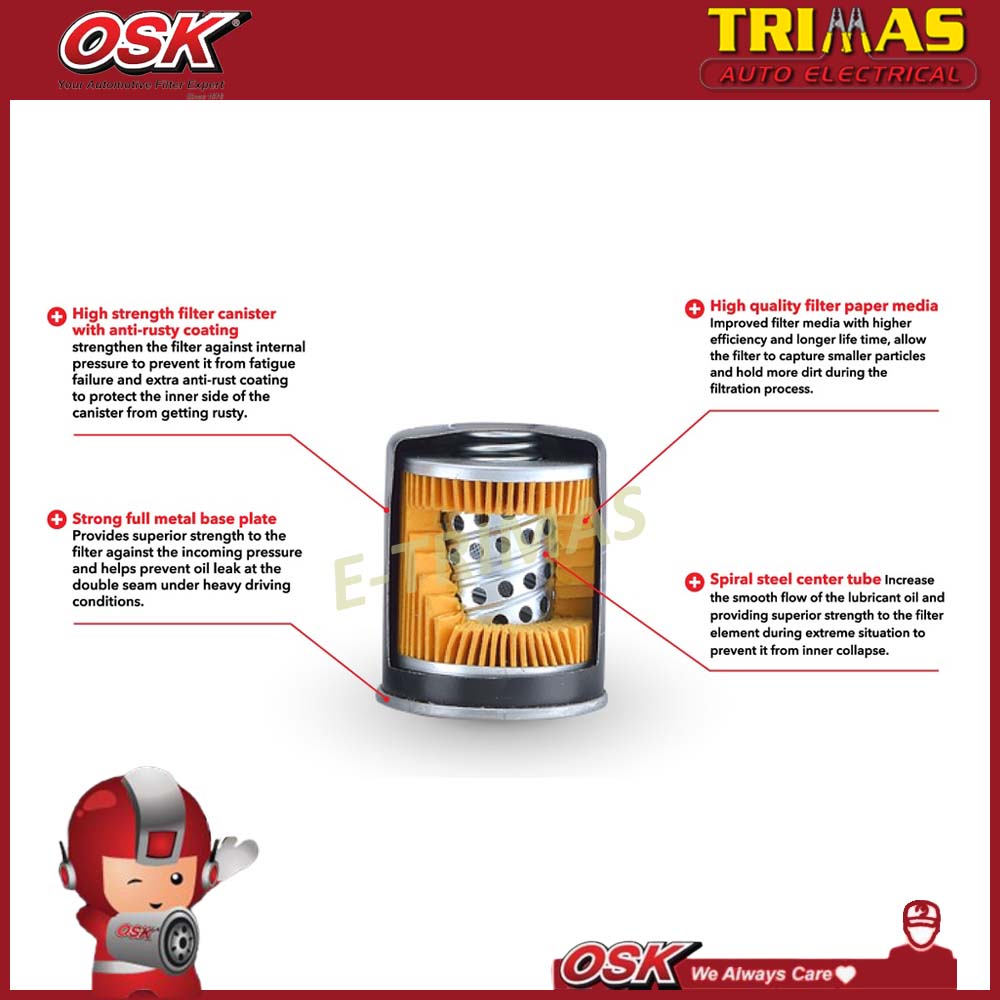 Buy E-trimas OSK Oil Filter Toyota Hilux Hiace Dyna Penapis Minyak ...