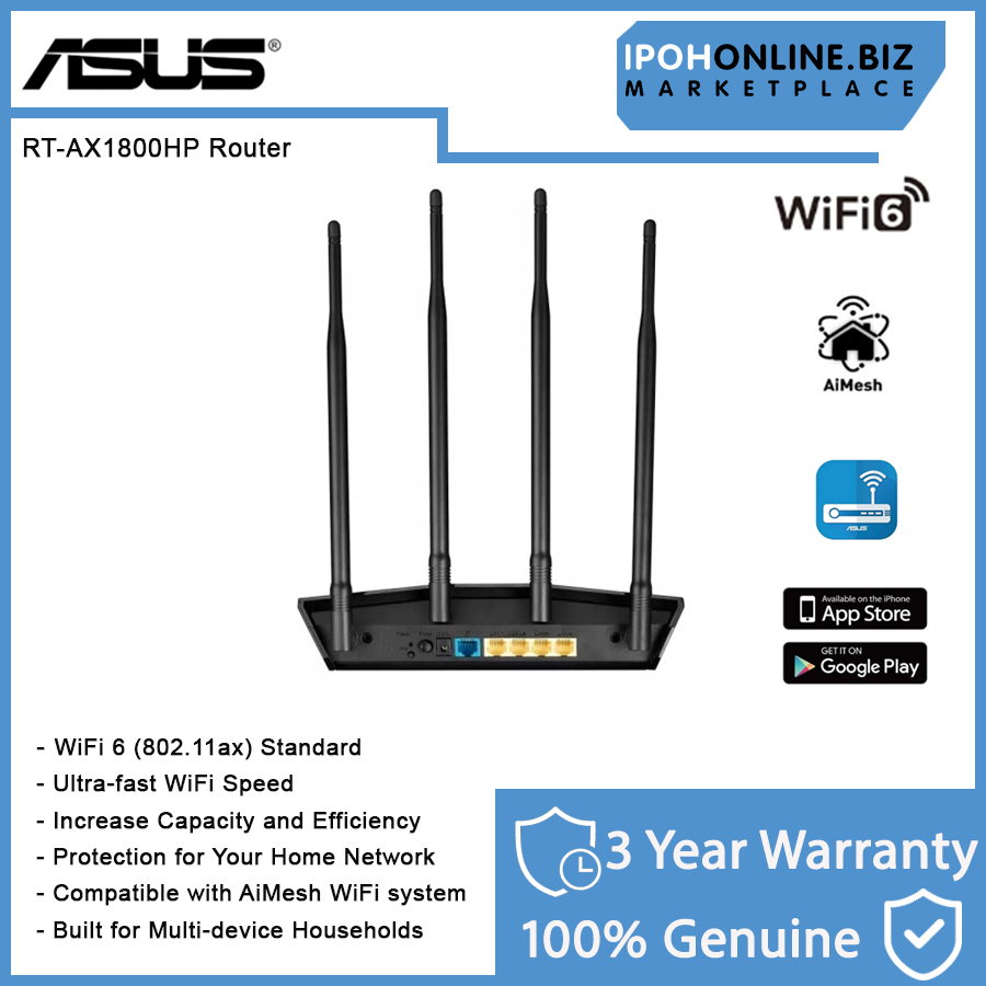 Buy Ipohonline ASUS RT-AX1800HP AX1800 Dual Band Smart WiFi 6 802.11ax ...