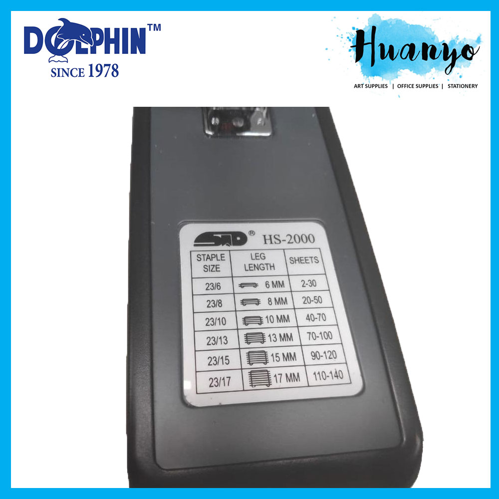 Buy Huanyo Dolphin SID Heavy Duty Stapler Black Colour HS-2000 | eRomman