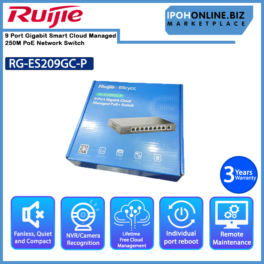 Buy Ipohonline Ruijie Reyee RG-ES209GC-P 9 Port Gigabit Smart Cloud Managed 250M PoE Network ...