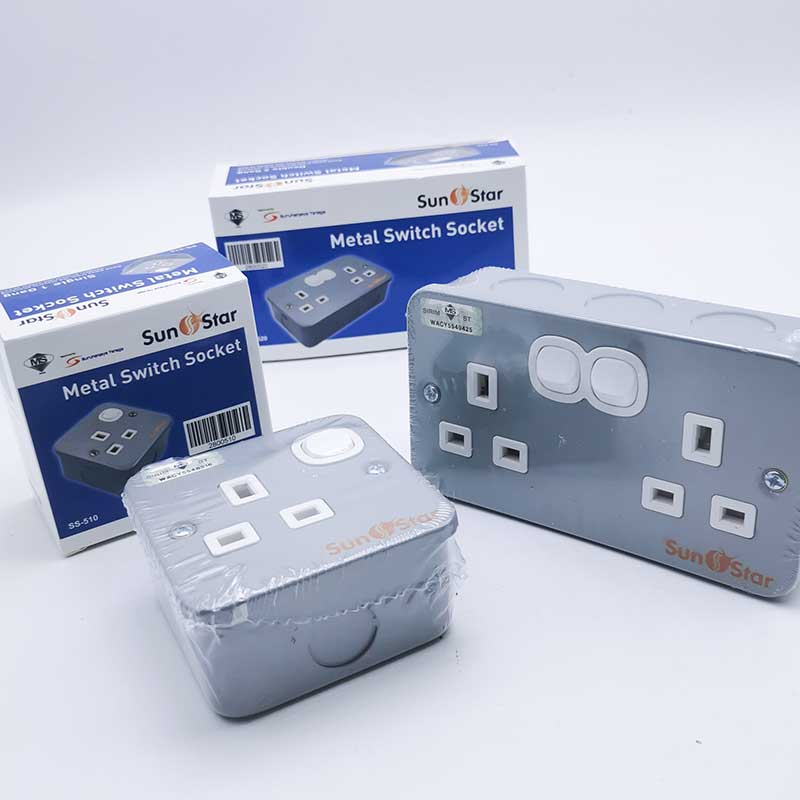 Buy Hometech2u SUNSTAR 13A METAL SWITCH SOCKET Metal Clad Socket Outlet ...