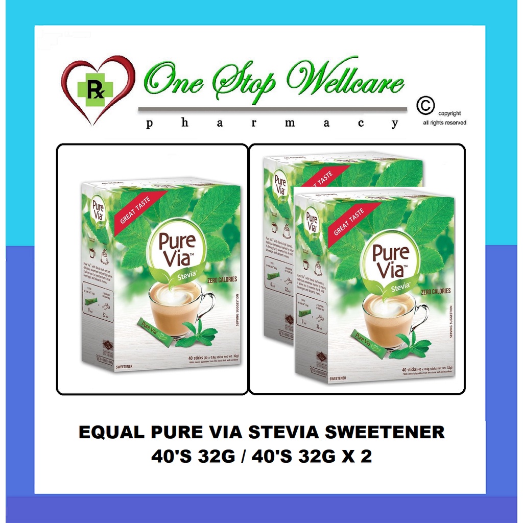 Buy Pure Via Stevia Sweetener 40'S/2X40'S (EXP:03/2025) | eRomman