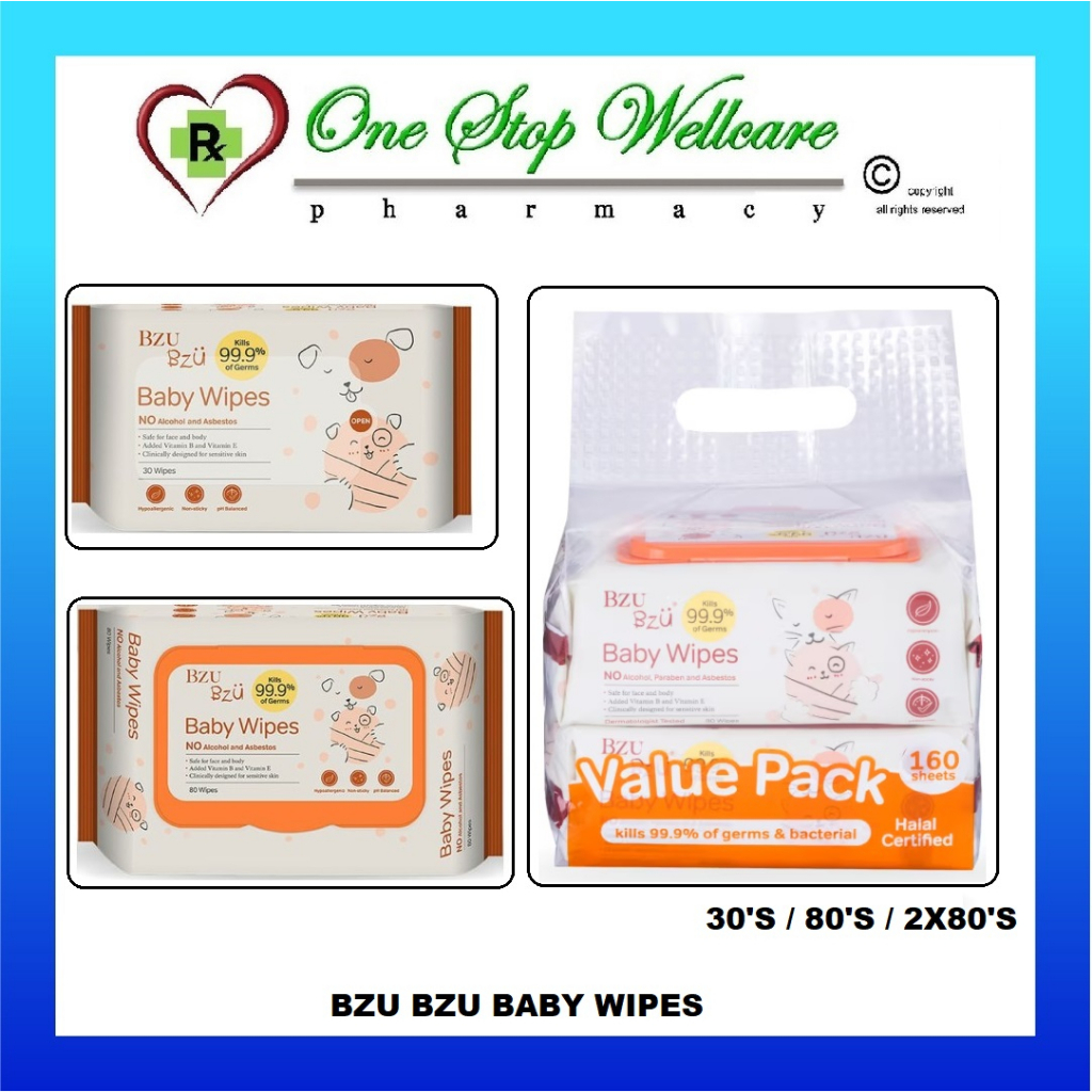 Buy Baby Wipes by BZU BZU 30'S / 80'S / 2X80'S | eRomman