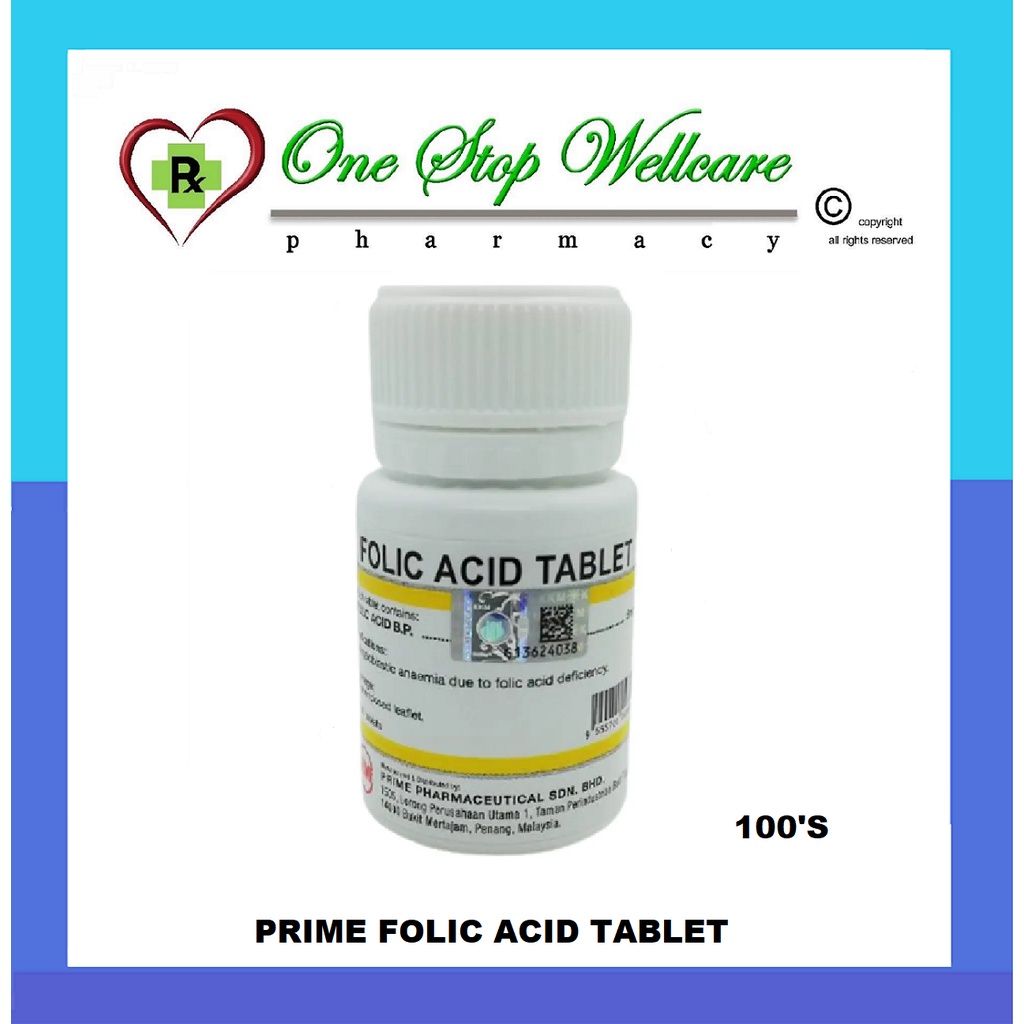 Buy Folic Acid 5mg Tablet by Prime 100's (Exp: 03/2026) | eRomman
