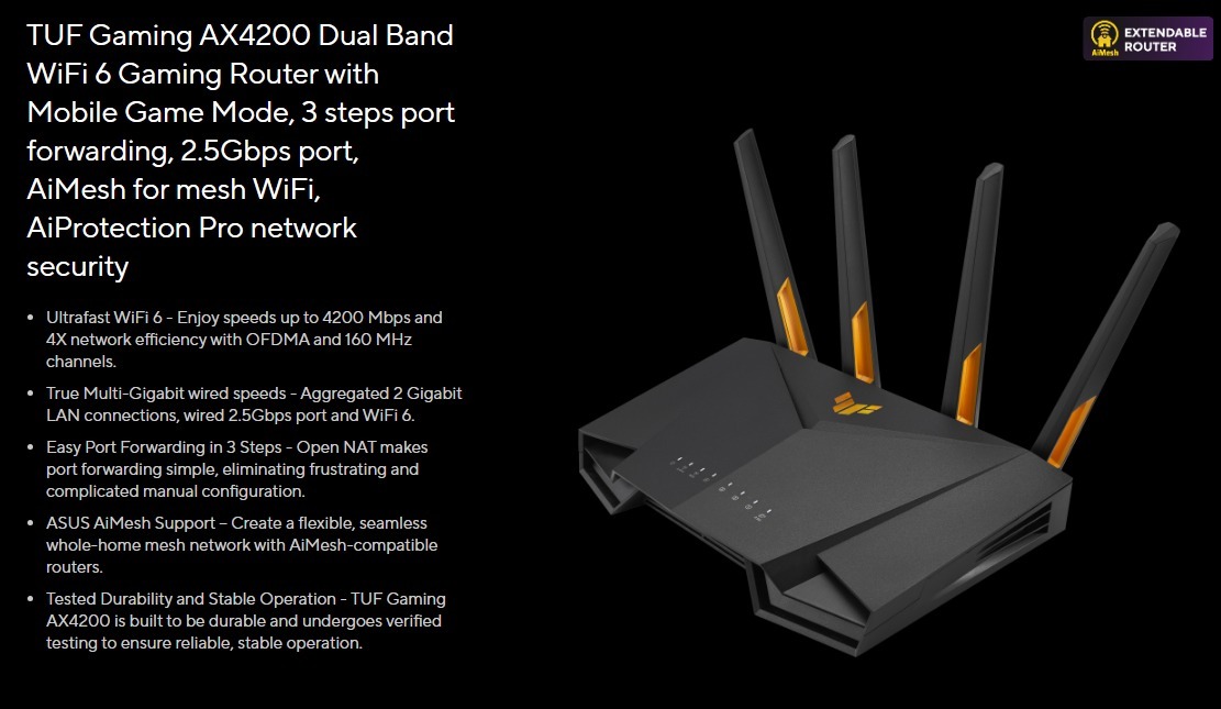 Buy Ipohonline ASUS TUF Gaming AX4200 Dual Band WiFi 6 Gaming Router ...