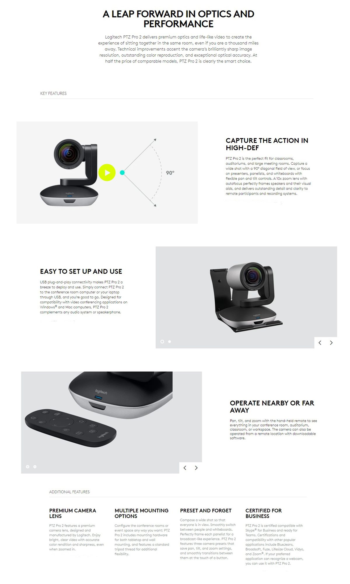 Buy Ipohonline Logitech PTZ Pro 2 HD 1080p Video Conference Camera with ...