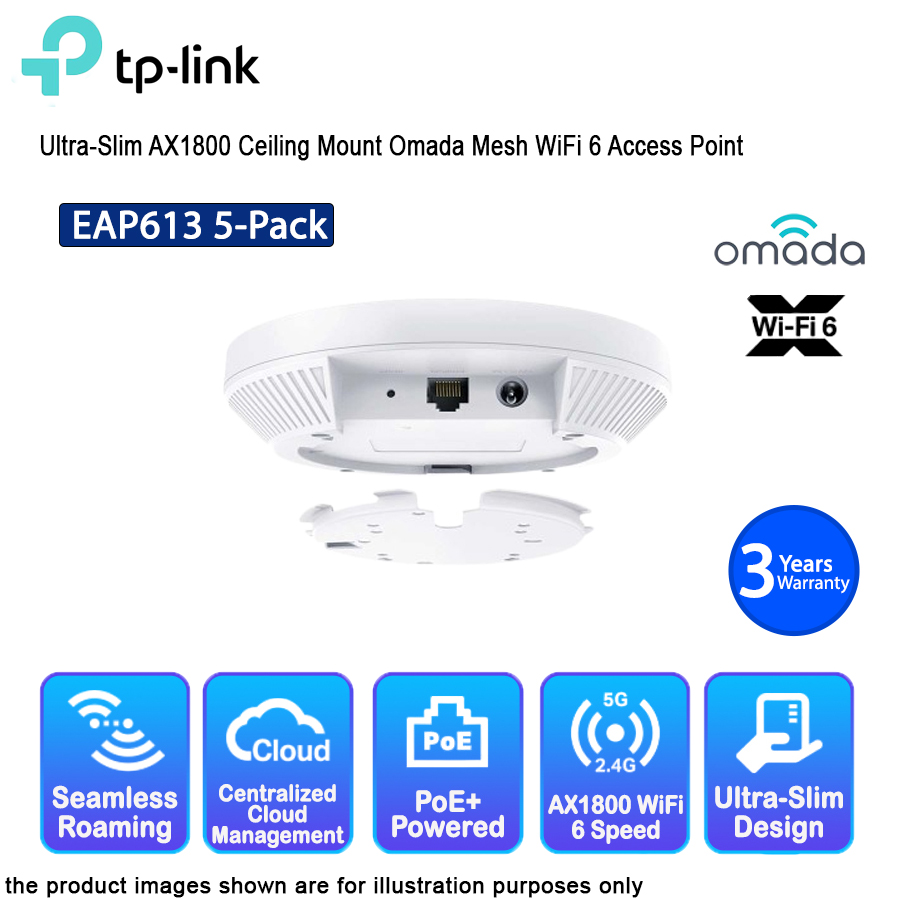 Buy Ipohonline TP-Link EAP613 5-Pack Ultra-Slim AX1800 Ceiling Mount Omada Mesh WiFi 6 Access ...
