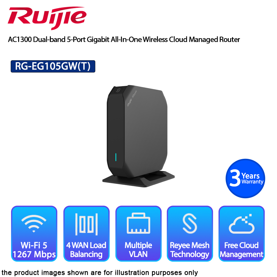 Buy Ipohonline Ruijie Reyee RG-EG105GW(T) Wi-Fi AC1300 5 Port Gigabit ...