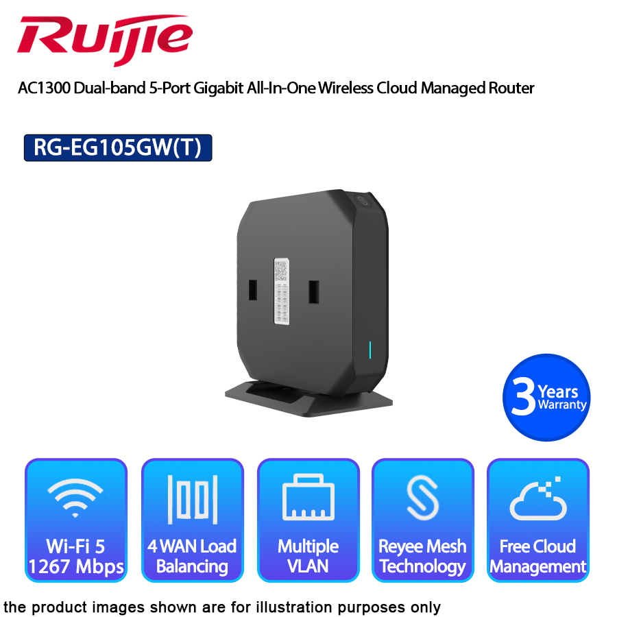 Buy Ipohonline Ruijie Reyee RG-EG105GW(T) Wi-Fi AC1300 5 Port Gigabit Wireless All-In-One ...