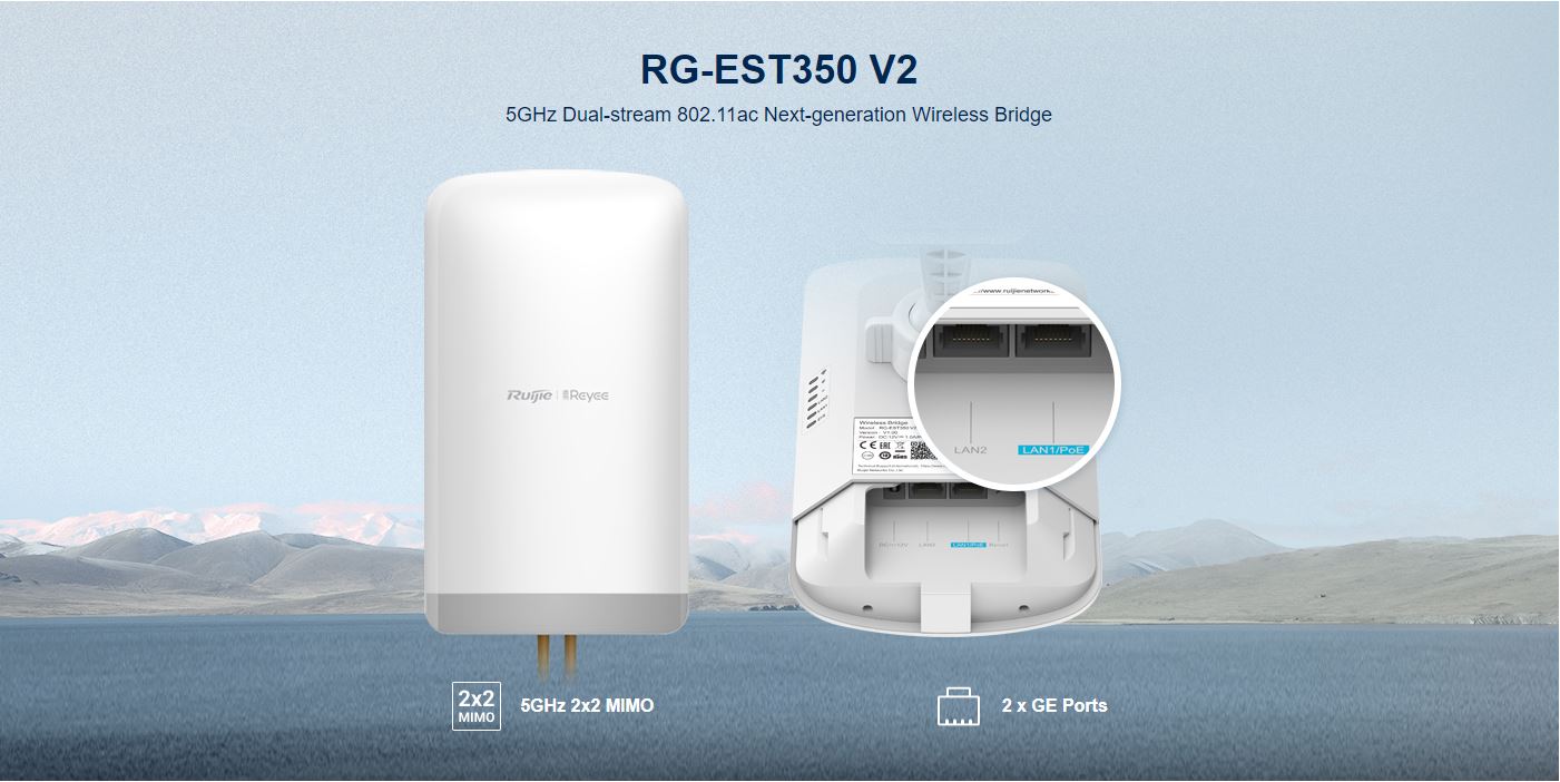 Buy Ipohonline RUIJIE REYEE RG-EST350 V2 5GHz 2x2 MIMO Dual-stream 802.11ac 2 x GE Ports 5KM ...