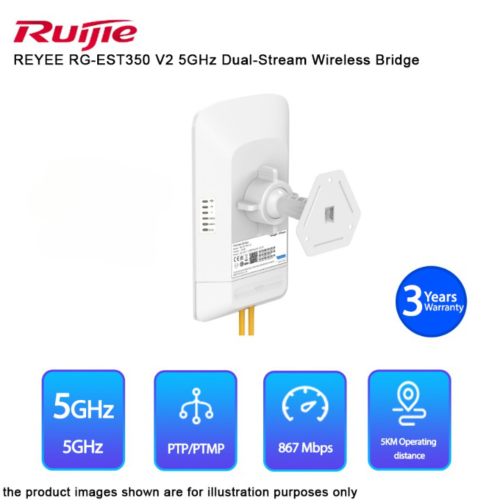 Buy Ipohonline RUIJIE REYEE RG-EST350 V2 5GHz 2x2 MIMO Dual-stream 802.11ac 2 x GE Ports 5KM ...