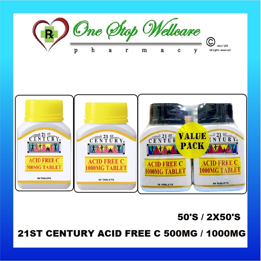 Buy Acid Free C by 21st Century 500mg / 1000mg 2x50's | eRomman