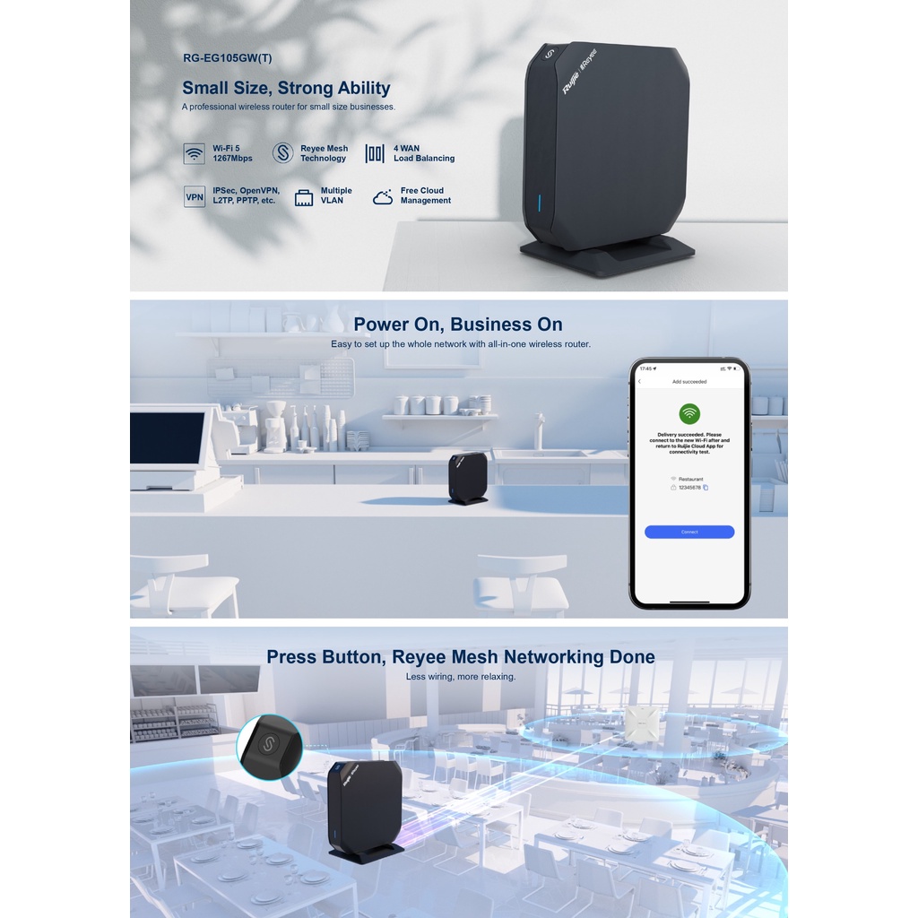 Buy Ipohonline Ruijie Reyee RG-EG105GW(T) Wi-Fi AC1300 5 Port Gigabit Wireless All-In-One ...