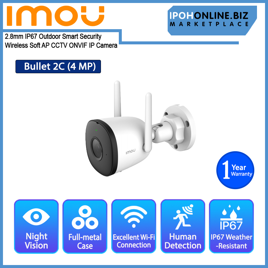 Buy Ipohonline IMOU Bullet 2C 2.8mm 4MP IP67 Outdoor Smart Security ...