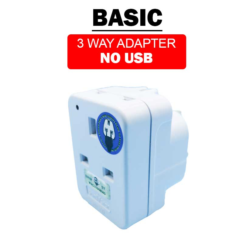 Buy Hometech2u 13A 3 Way Adapter Adaptor Plug with 2 UBS port and 1 ...
