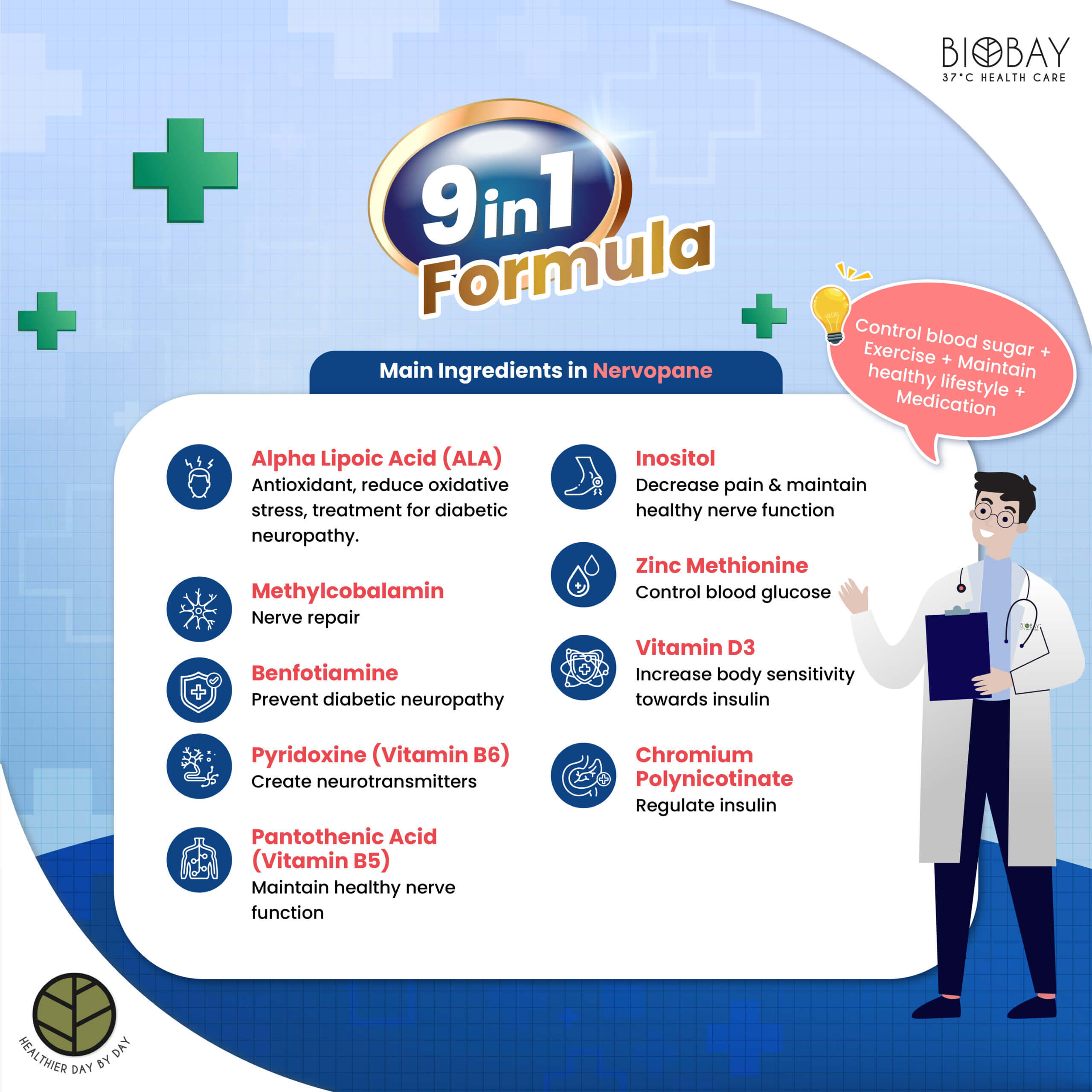 Buy Nervopane Supplement for Nerve Pain Biobay (60's) | eRomman