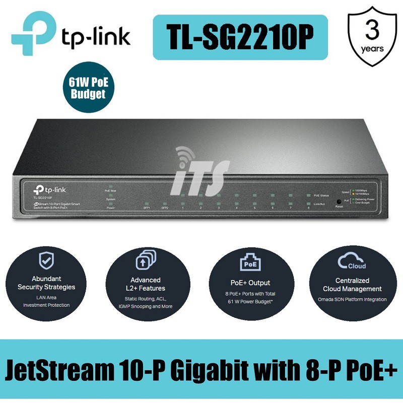 Buy Jetstream 10-Port Gigabit Switch with 8-Port PoE+ | eRomman