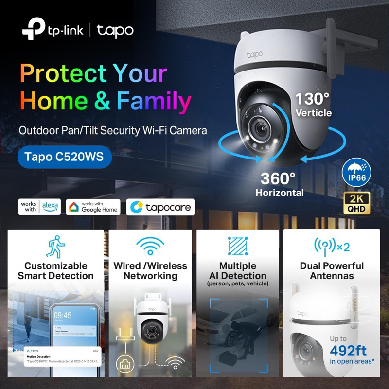 Electronics :: Cameras :: Security & Car Camera :: TP-LINK TAPO C520WS 2K QHD 4MP Outdoor Pan ...