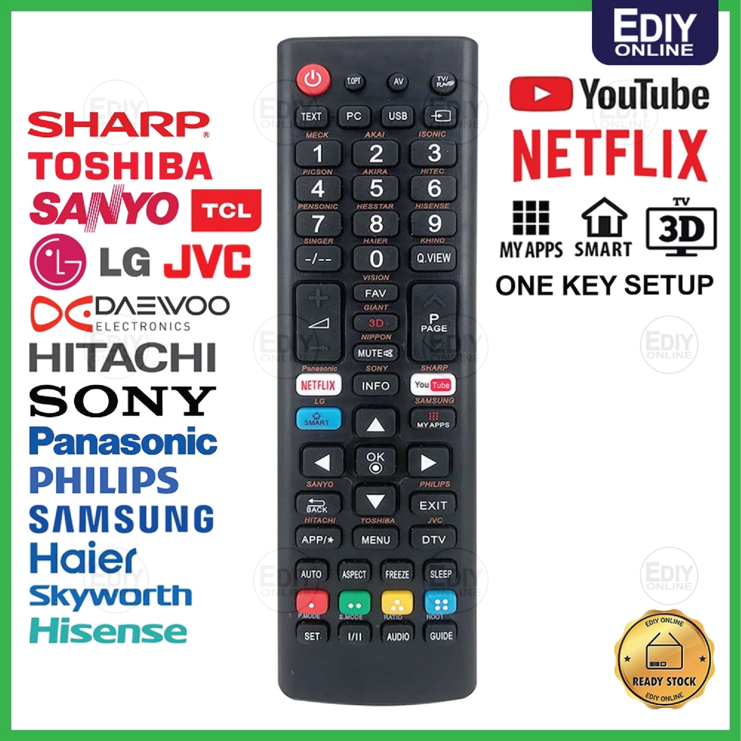 Buy Universal Replacement Smart LCD LED TV Remote | eRomman