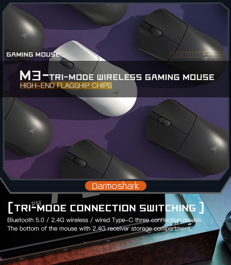 Buy Wireless Gaming Mouse Darmoshark M3 (White) | eRomman
