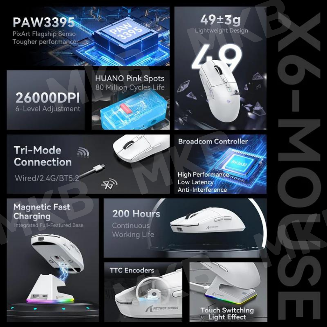 تسوق ماوس العاب X6 لاسلكي مع قاعدة شحن (ابيض) | سوق رمان