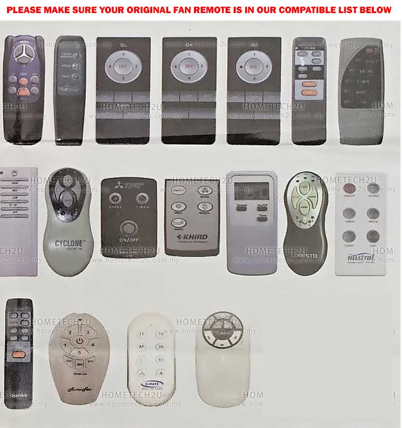 Buy Hometech2u Fan Remote for Cyclone Khind Oshino Mitsubishi Sapphire ...