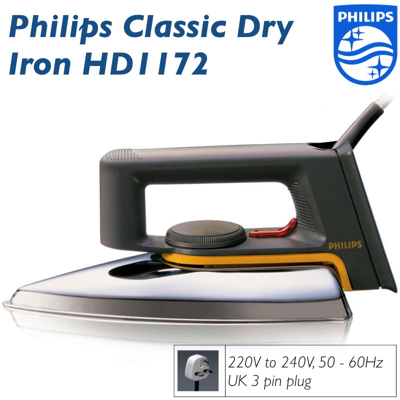 Buy Philips Classic Dry Iron HD1172 Silver eRomman