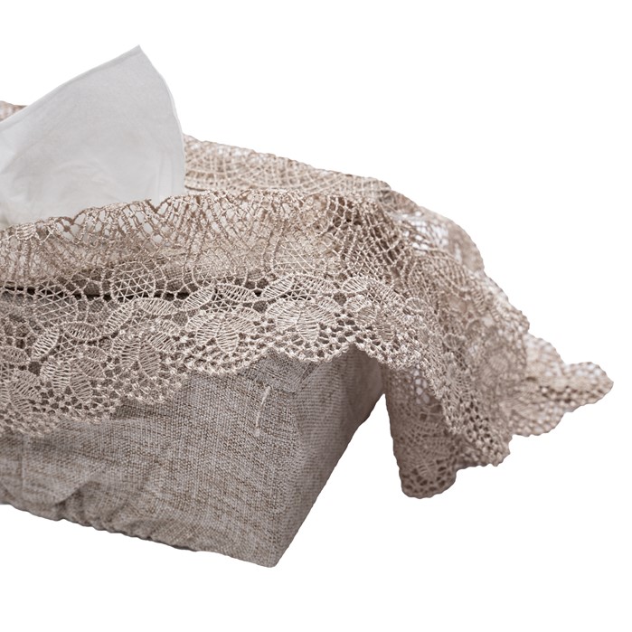 Buy Lacenembroidery Ottoman Lace Tissue Box Cover (Champagne) | eRomman