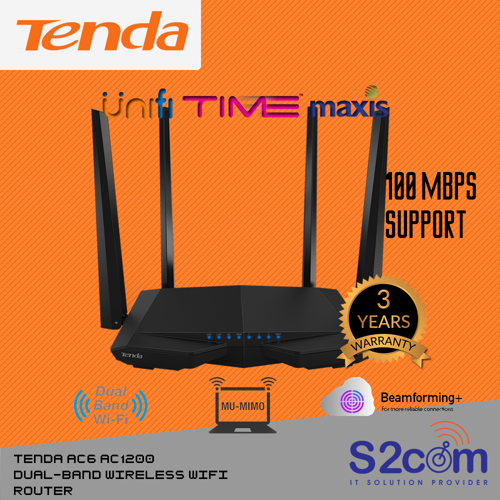 Buy Tenda AC1200 Smart Dual-Band Wireless Router (Black) online | eRomman