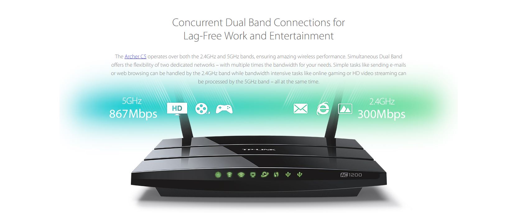 Buy Ipohonline TP-LINK Archer C5 AC1200 Wireless Dual Band Gigabit ...