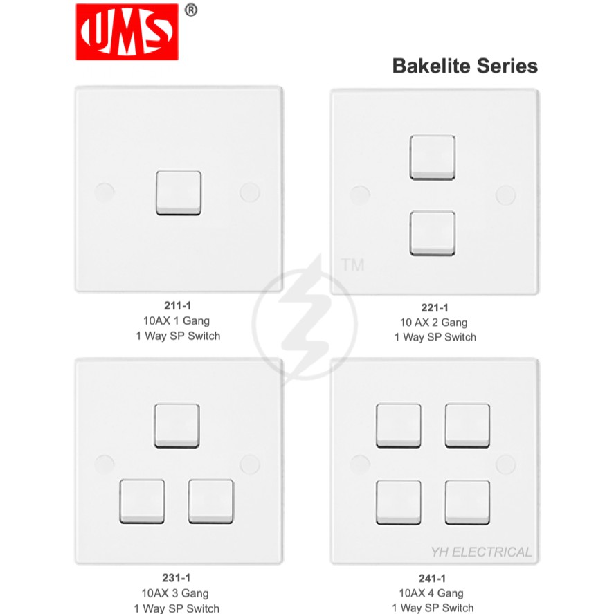 تسوق Yhelectrical UMS Bakelite Series Switches (SIRIM)(Square) | سوق رمان