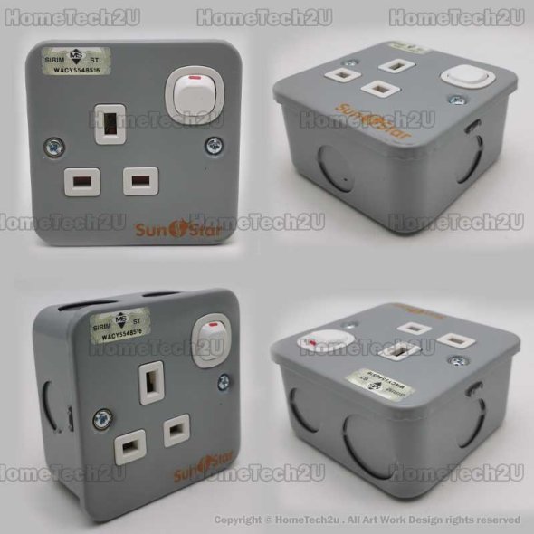 Buy Hometech2u SUNSTAR 13A METAL SWITCH SOCKET Metal Clad Socket Outlet ...