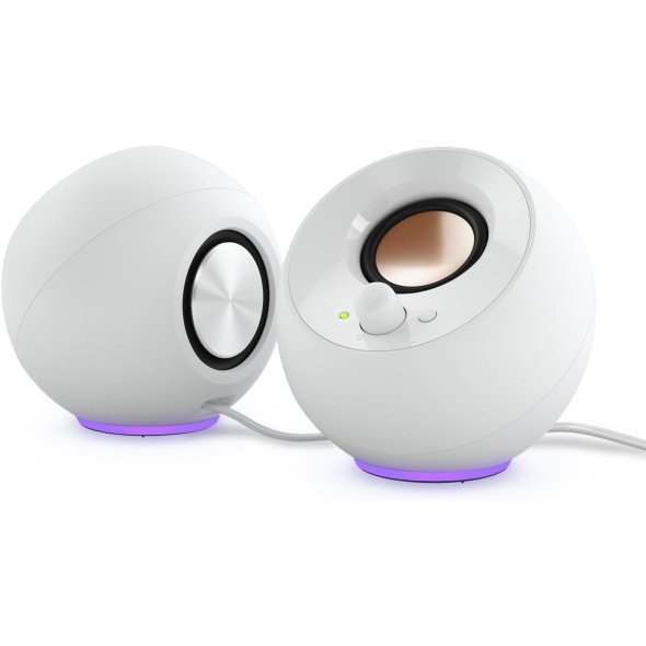 Buy USB-C Powered PC Speakers with RGB Lighting (White) | eRomman